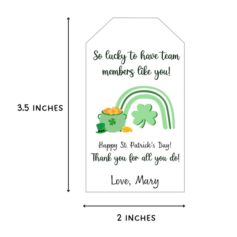 Editable St Patricks Day Gift Tags Printable, Personalized Custom Thank ...