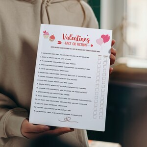 Valentine's Day Fact or Fiction Game Printable, Valentines Game True or ...