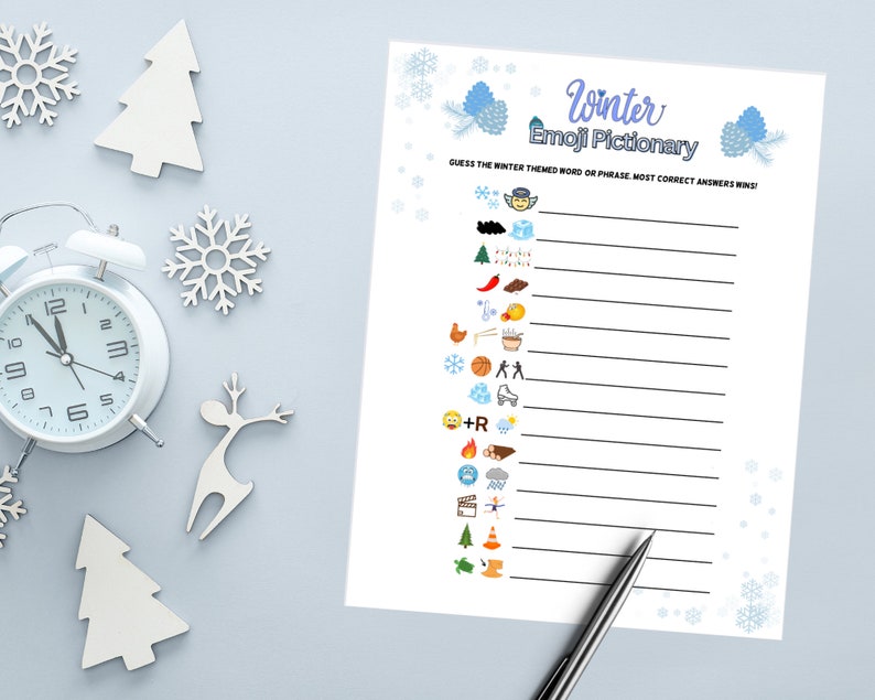 Winter Emoji Pictionary Game Printable Holiday Party Games - Etsy
