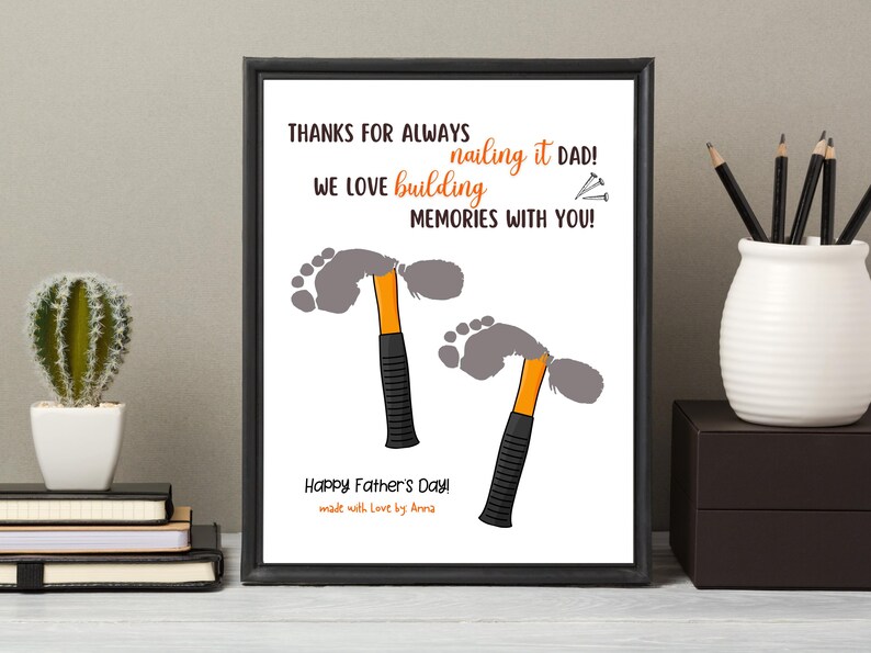 Father's Day Footprint Craft for Kids Printable, DIY Golf Dad Card Art ...