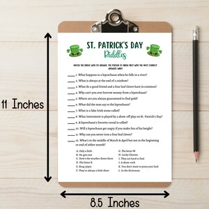 St Patrick's Day Riddles Game Printable St Pattys Riddle - Etsy