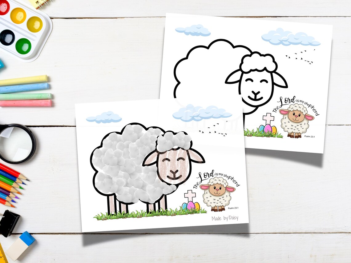 Easter Sheep Lamb Craft Printable Template, DIY Art Religious Keepsake ...