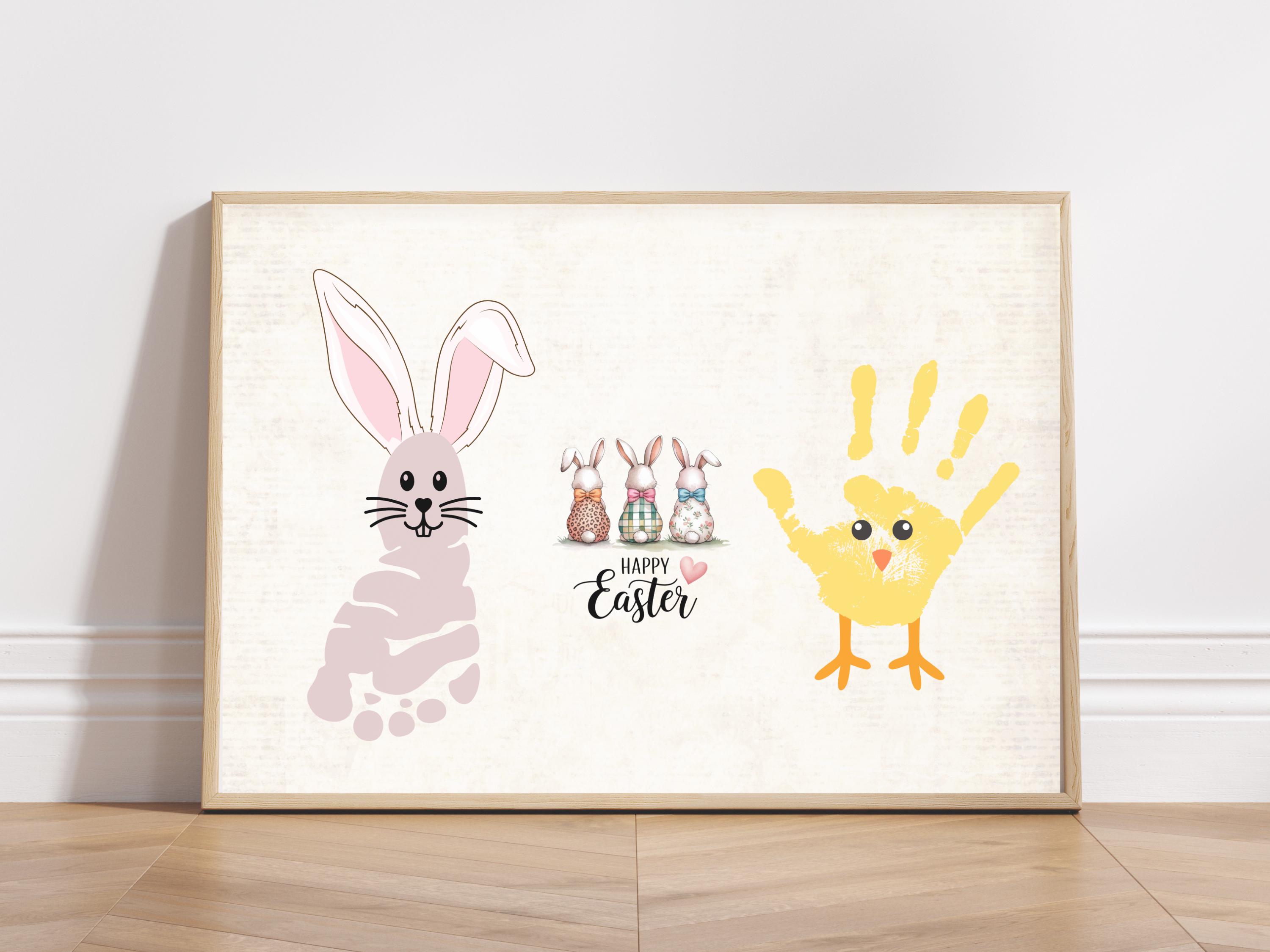 Bunny Chick Easter Handprint Footprint Craft for Kids Printable, DIY ...
