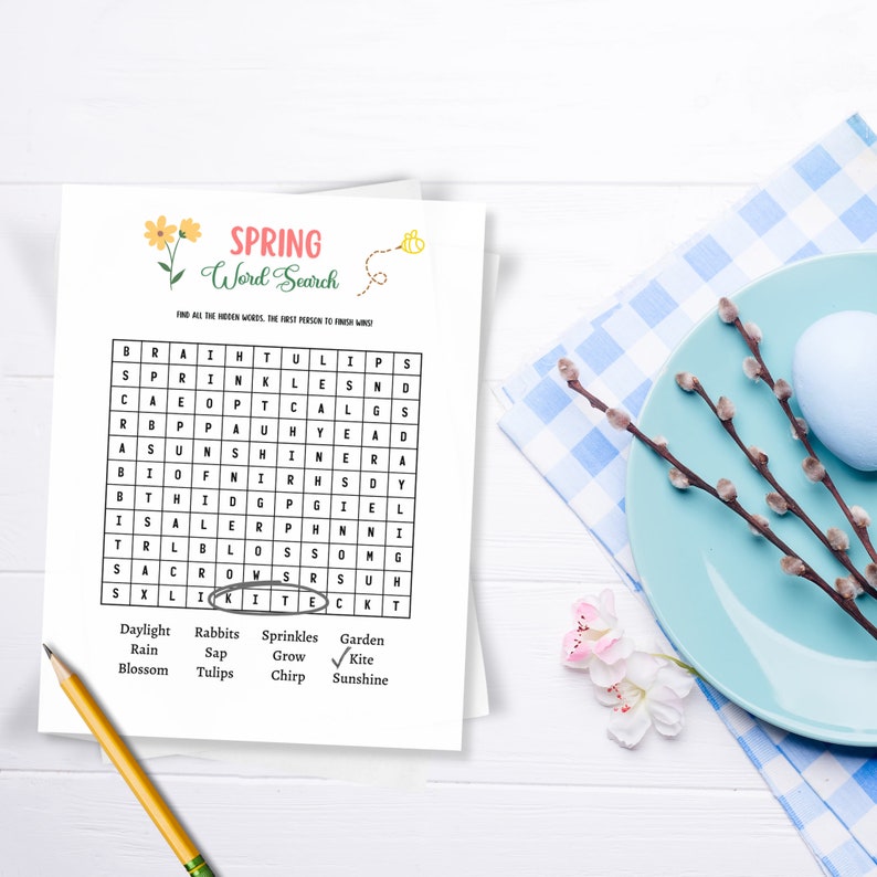Spring Word Search Game Printable, Spring Activity Adults and Kids ...