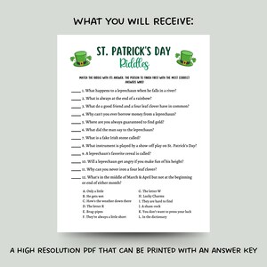 St Patrick's Day Riddles Game Printable, St Pattys Riddle Me This ...