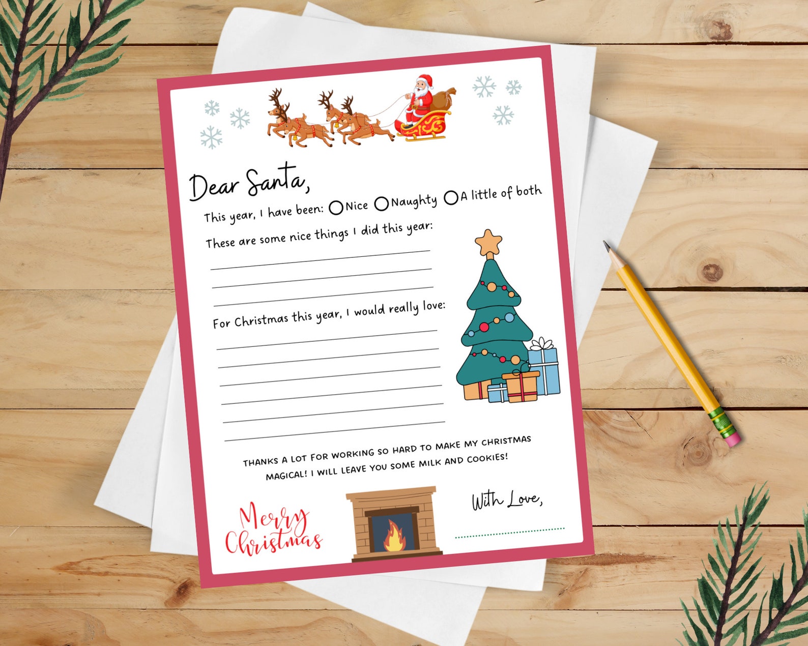 Letter to Santa Claus Printable Dear Santa Letter Kids - Etsy