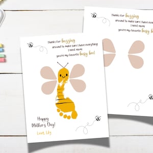 Mothers Day Footprint Craft for Kids Printable Card Art Activity ...