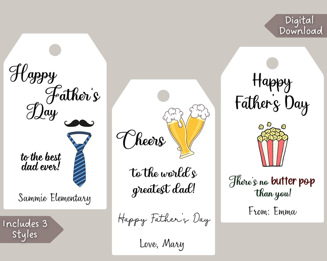 Happy Father's Day Custom Gift Tags Printable Worlds - Etsy