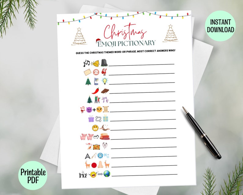 Christmas Emoji Pictionary Printable Christmas Phrases Emoji - Etsy