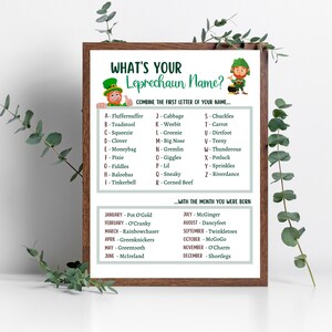 What's Your Leprechaun Name Game Printable, St. Patrick's Day Party ...