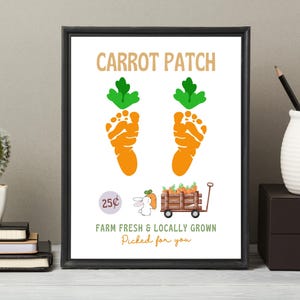Carrot Patch Easter Footprint Craft for Kids Printable, DIY Spring Feet ...