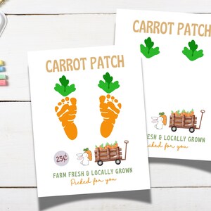 Carrot Patch Easter Footprint Craft for Kids Printable, DIY Spring Feet ...