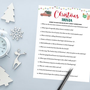 Christmas Trivia Game Printable Fun Holiday Party Game - Etsy
