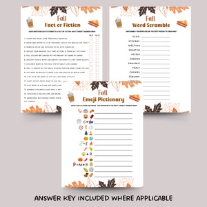 Fall Games Bundle Printable, Fall Time Family Activities, Fall Activity ...