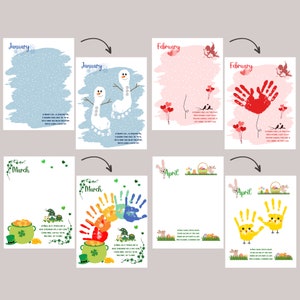 Handprint Memory Book Printable, DIY Footprint Art Kids Activity ...