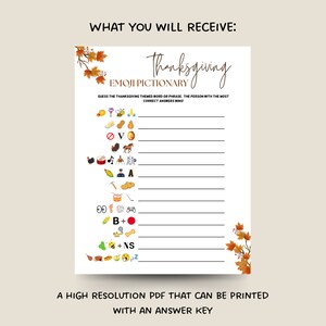 Thanksgiving Emoji Pictionary Game Printable, Friendsgiving Party Game ...