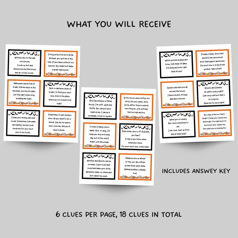 Indoor Halloween Treasure Hunt for Kids, Halloween Scavenger Hunt Clues ...