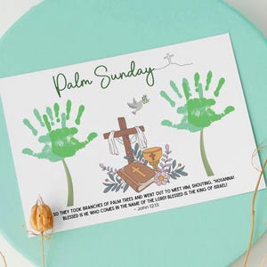 Palm Sunday Easter Handprint Craft Printable Bible Lesson DIY Religious ...