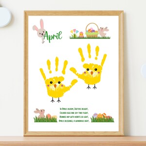 April Handprint Footprint Crafts Printable, DIY Art Kids Preschool ...