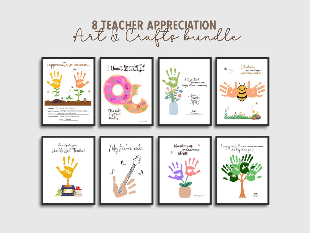 Teacher Appreciation Handprint Craft Bundle Kids Printable DIY End of ...