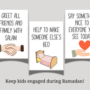 Ramadan Good Deeds Cards for Kids Printable, Advent Calendar Reminders ...