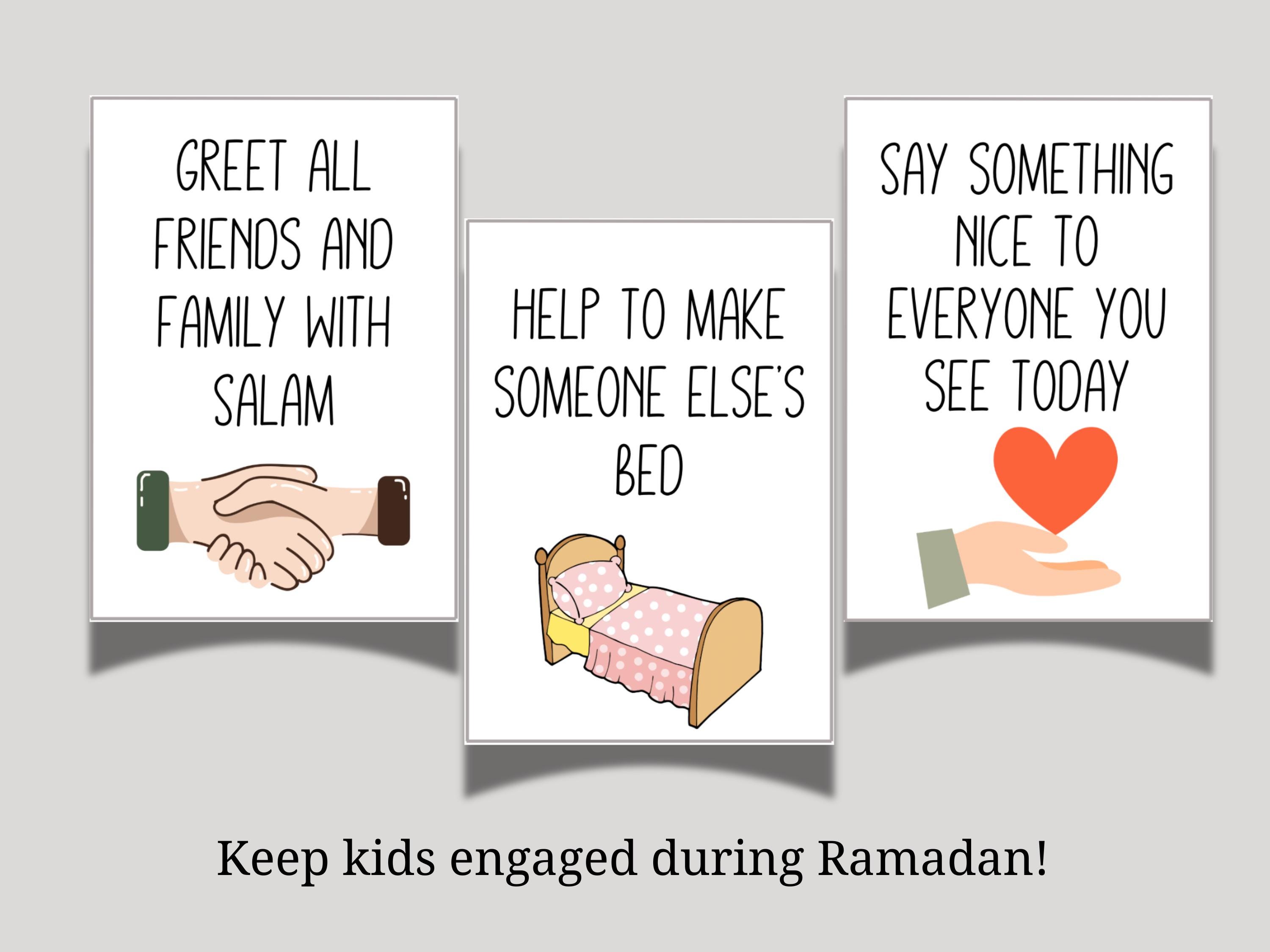 Ramadan Good Deeds Cards for Kids Printable, Advent Calendar Reminders ...