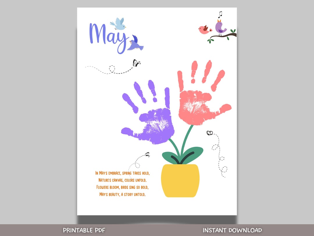 May Handprint Footprint Crafts Printable, DIY Art Kids Preschool ...