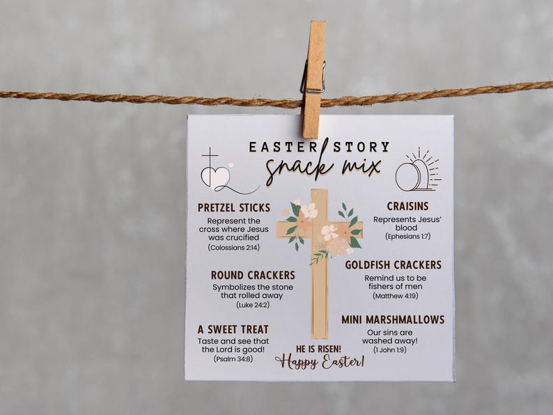 Easter Story Snack Mix Printable Holy Week Treat Basket Gift Tags ...