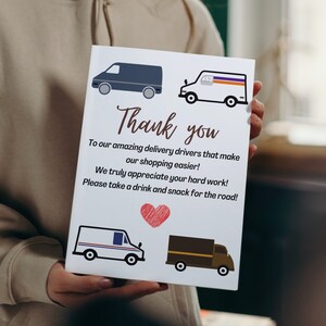 Delivery Driver Appreciation Sign, Thank You Sign, Snack & Drink Sign ...