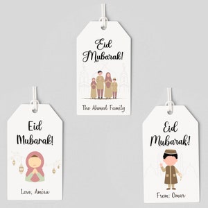 Editable Kids Eid Mubarak Gift Tags Printable, Custom Family Eid Gift ...
