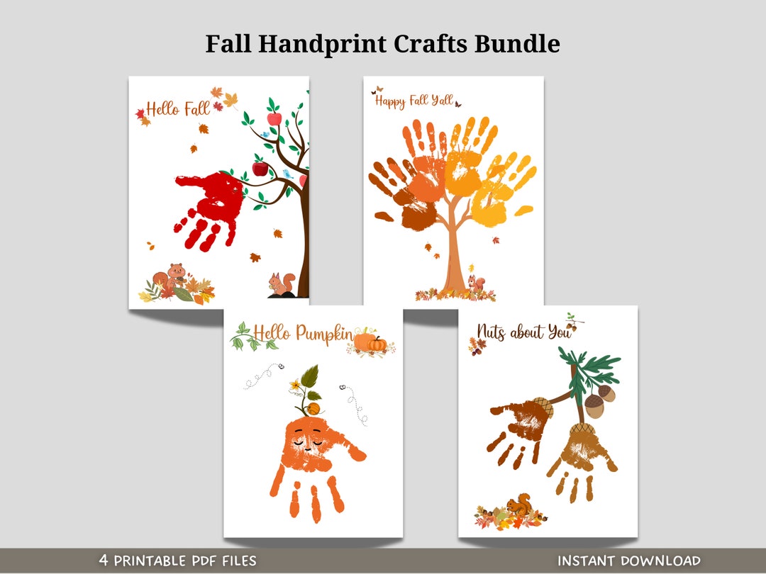 Fall Handprint Crafts Printable, DIY Autumn Art for Baby Toddler Kids ...