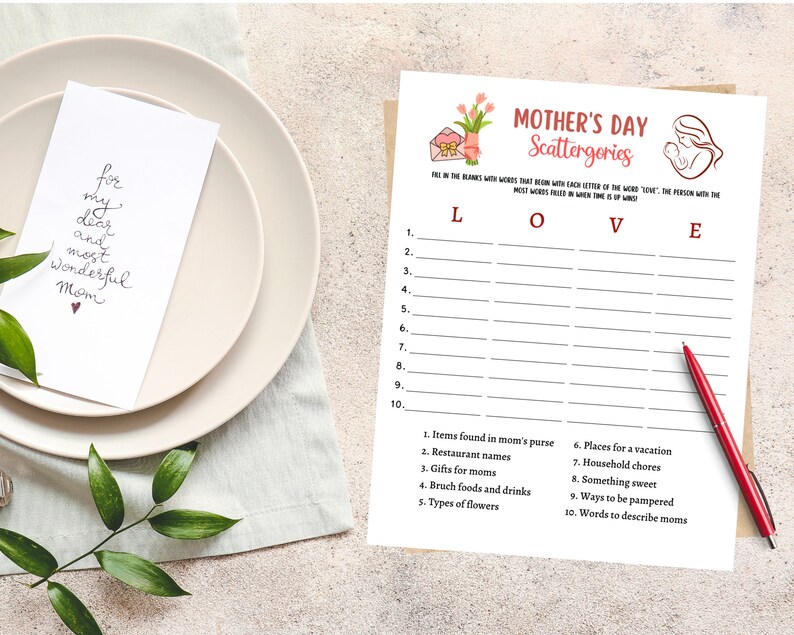 Mother's Day Game Printable Mothers Day Party Game for - Etsy