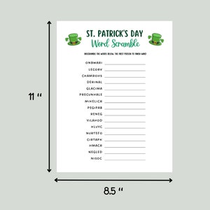 St Patricks Day Word Scramble Game Printable, St. Pattys Day Unscramble ...