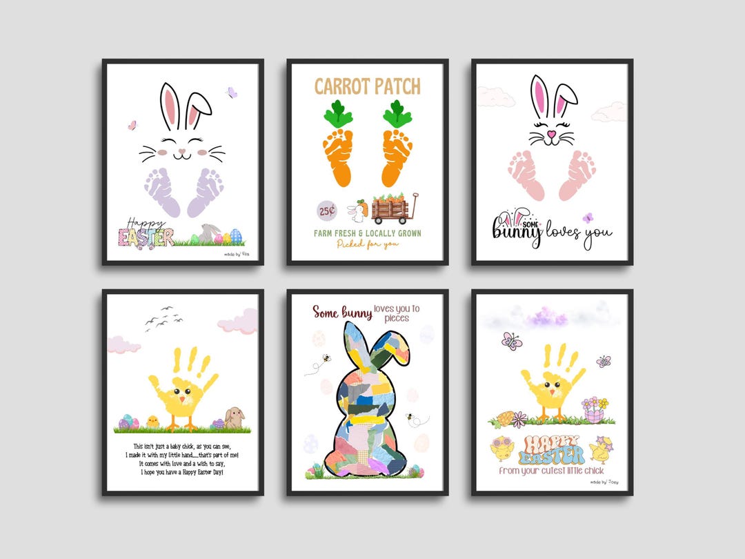 Easter Handprint Footprint Crafts for Kids Printable, DIY Card Spring ...