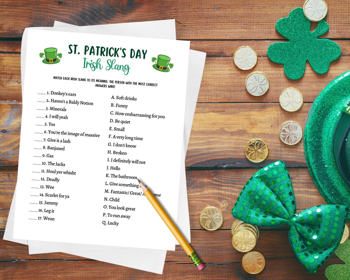 St Patrick's Day Irish Slang Game Printable St - Etsy