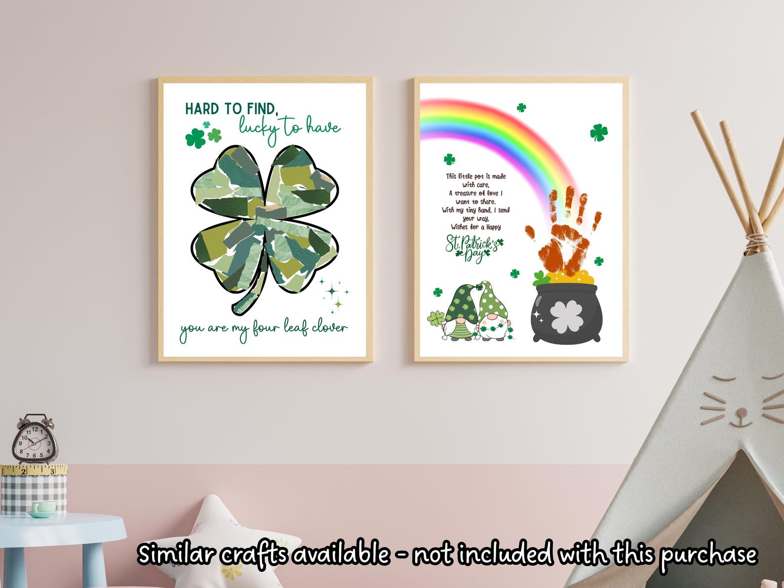 St Patricks Day Clover Footprint Craft Printable Shamrock Art Keepsake ...