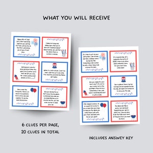 4th of July Treasure Hunt Printable, Outdoor Scavenger Hunt Clues for ...