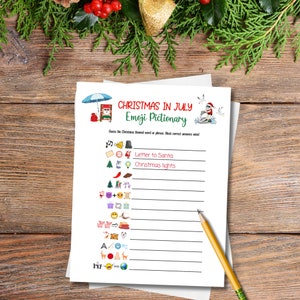 Christmas in July Emoji Pictionary Games Bundle Printable, Summer ...