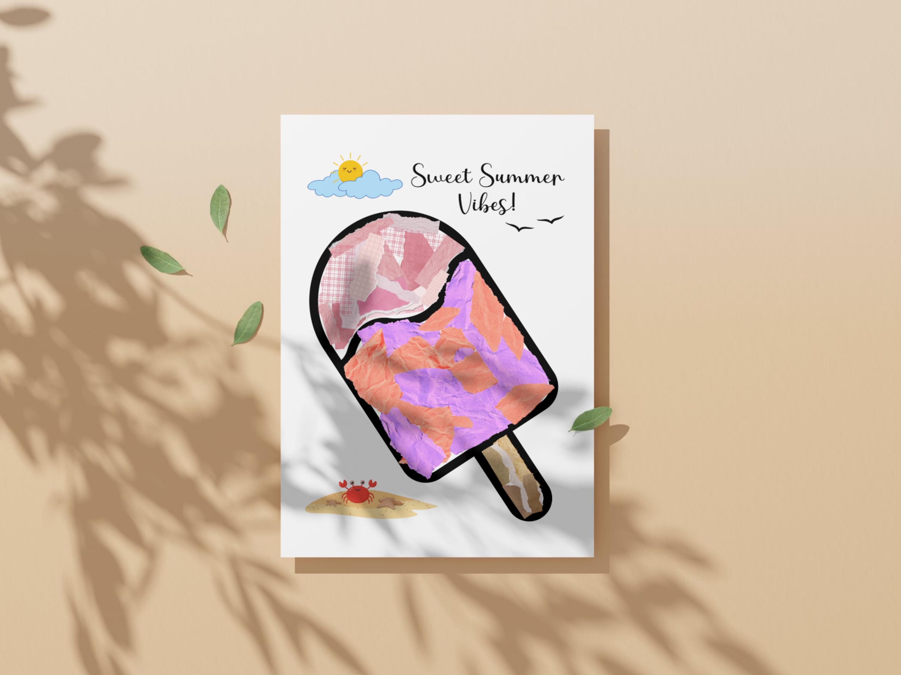 Summer Torn Paper Crafts Printable, DIY Cut and Paste Shredded Pieces ...