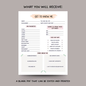 Editable Coworker Questions, Printable All About Me Employee ...