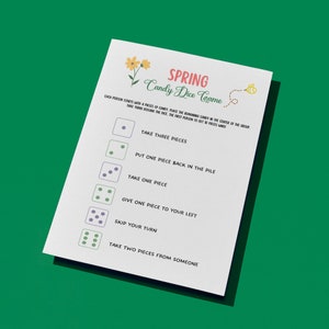 Spring Candy Dice Game Printable, Spring Activity Adults & Kids ...