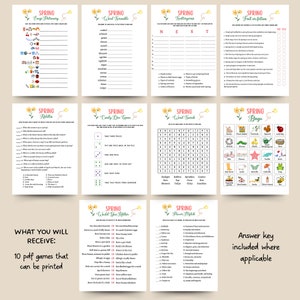 Spring Games Bundle Printable, Spring Party Games, Spring Activities ...