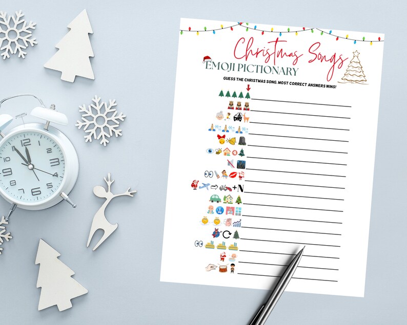 Christmas Songs Emoji Pictionary Printable Christmas Guessing - Etsy