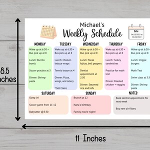 Kids Weekly Planner Printable Editable Weekly Schedule Kids - Etsy
