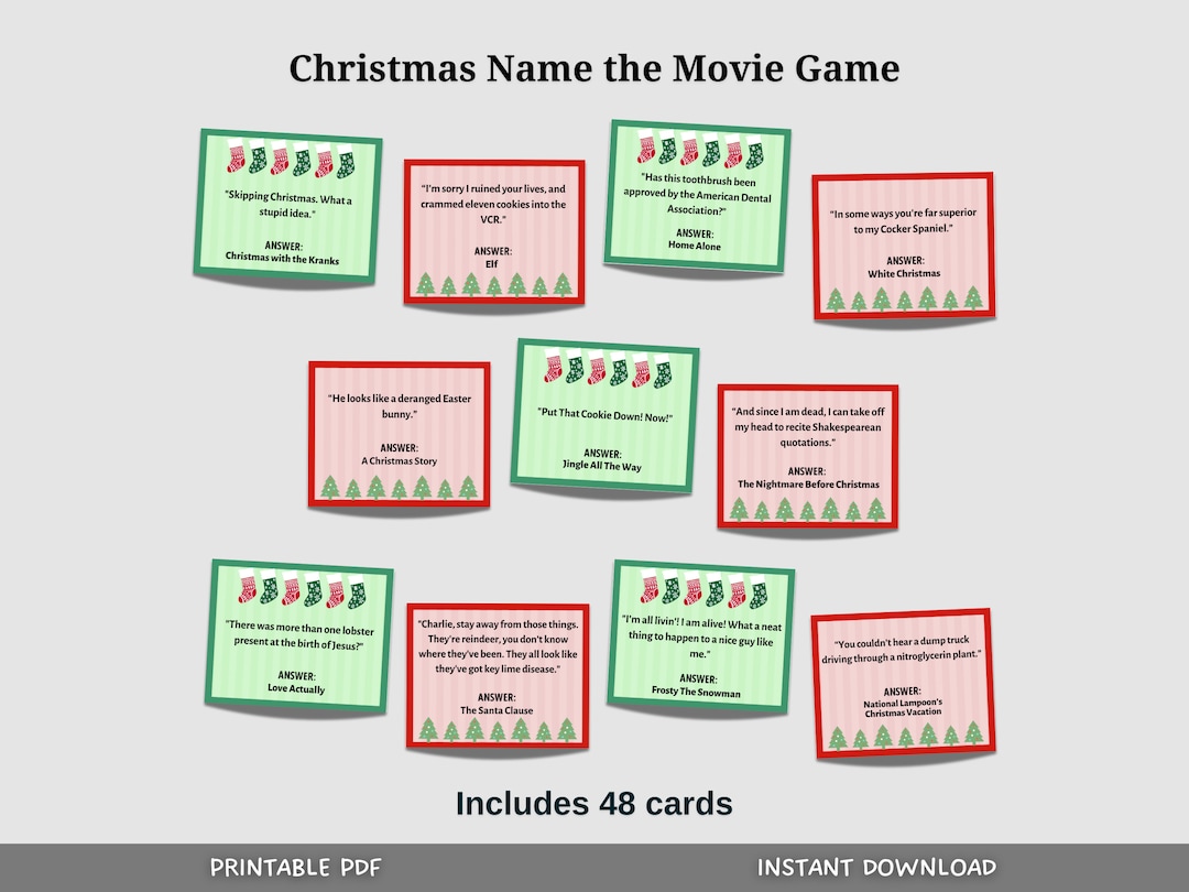 Christmas Name the Movie Game Printable, Family Feud Game, Christmas ...