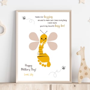 Mothers Day Footprint Craft for Kids Printable Card Art Activity ...
