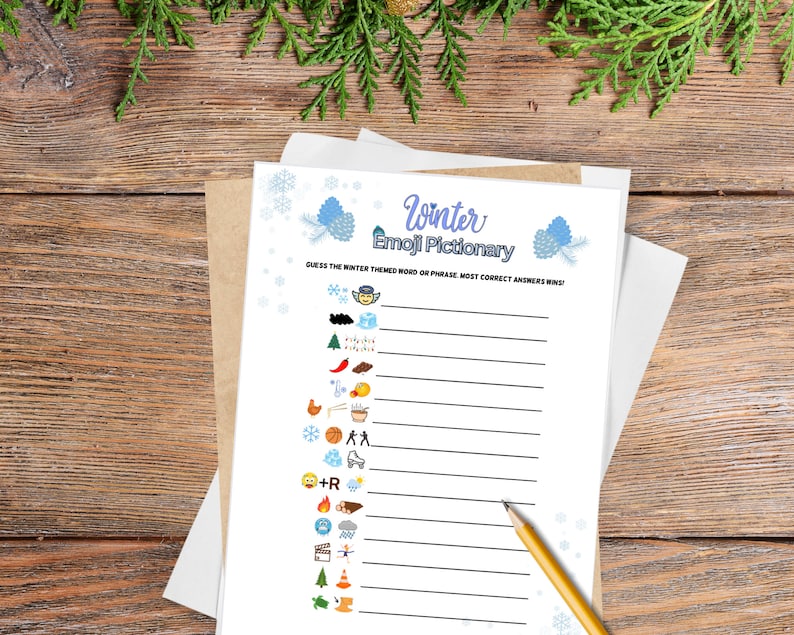 Winter Emoji Pictionary Game Printable Holiday Party Games - Etsy