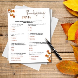 Thanksgiving Trivia Game Printable, Fun Friendsgiving Game, Turkey Day ...
