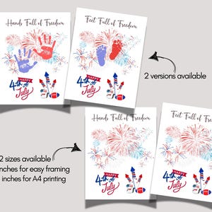 4th of July Fireworks Handprint Art Printable, DIY Footprint Craft ...