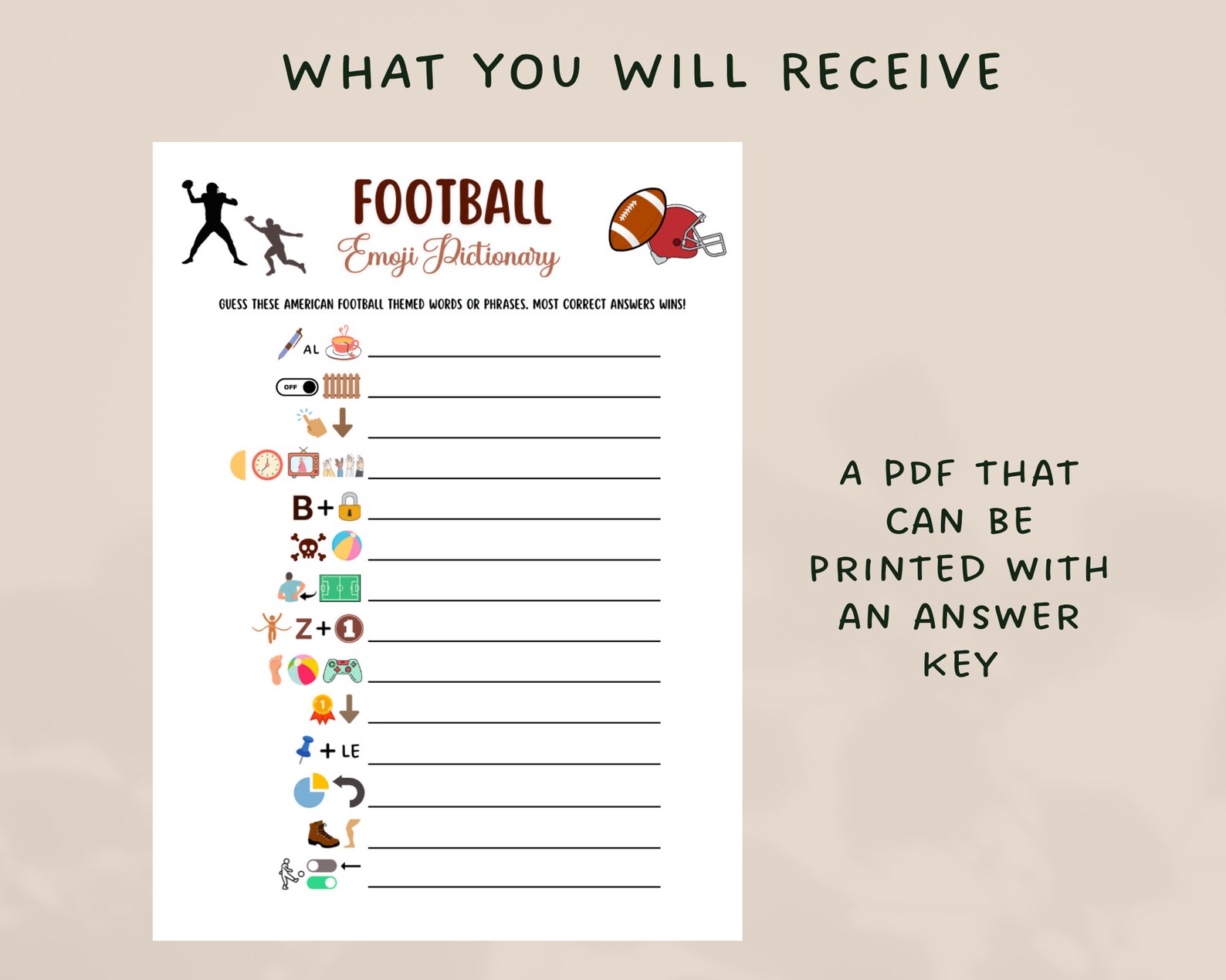 Football Emoji Pictionary Game Printable Football Party Game - Etsy ...